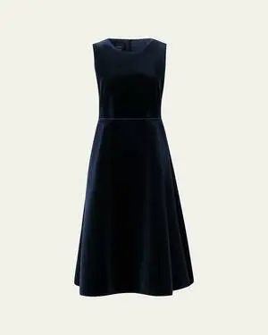 Akris Sleeveless Velvet A-line Midi Dress