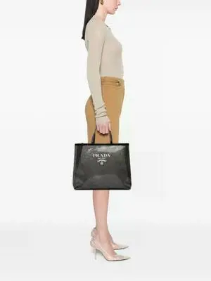 Prada Large Sequined Mesh Logo Tote Bag - Black