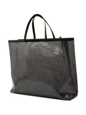 Prada Large Sequined Mesh Logo Tote Bag - Black