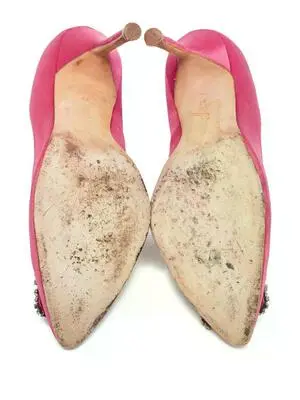 Manolo Blahnik 100mm Hangisi Satin Stiletto Pumps - Pink