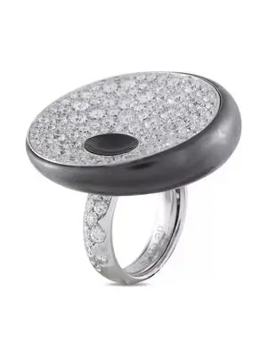 De Grisogono 18k White Gold, Diamond, And Onyx Ring - Silver