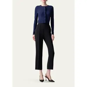 Carolina Herrera Crew-neck Wool Cardigan - Dark Blue