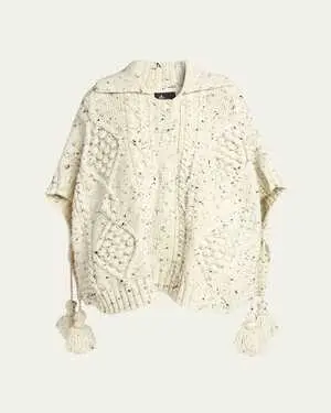Moncler Wool-Blend Tassel Cape - Ivory