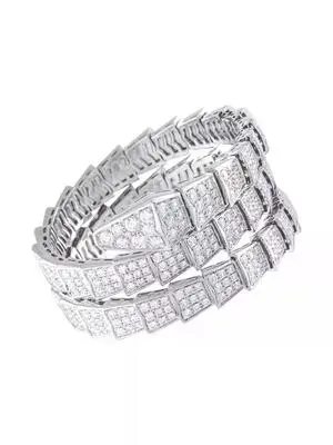 BVLGARI 18k White Gold Viper Diamond Bracelet - Silver