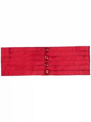 Saint Laurent 1980s Silk Pleated Waist Belt - Red