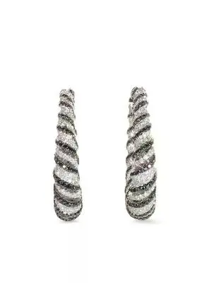 LB EXCLUSIVE 18k White Gold Zebra Hoop Earrings - Silver