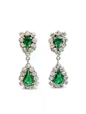Dior 1972 Crystal-embellished Drop Earrings - Silver