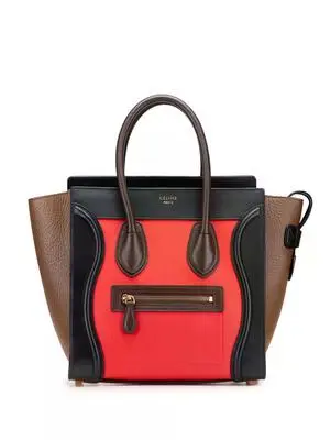 Celine 2015 Micro Tricolor Leather Luggage Tote Handbag - Multicolour