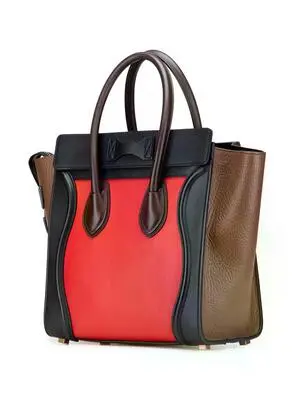 Celine 2015 Micro Tricolor Leather Luggage Tote Handbag - Multicolour