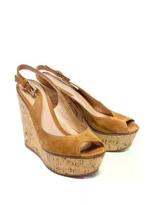 GIANVITO ROSSI 130mm Leather Wedge Sandals