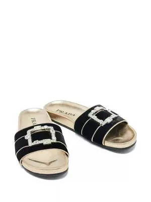 Prada Jewel-buckle Slides - Black