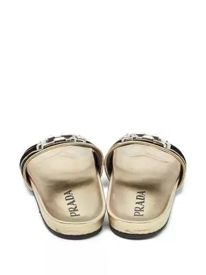 Prada Jewel-buckle Slides - Black