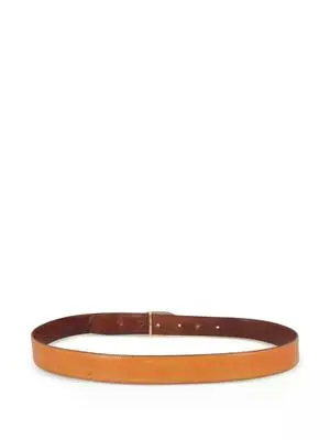 Vintage Thin Leather Belt With Gold-tone Buckle