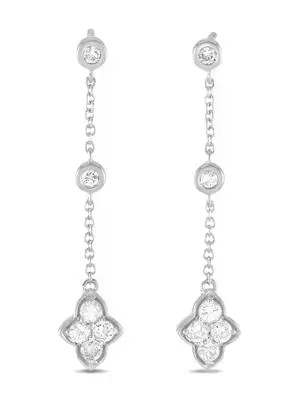 LB EXCLUSIVE 14k White Gold Diamond Dangle Earrings - Silver