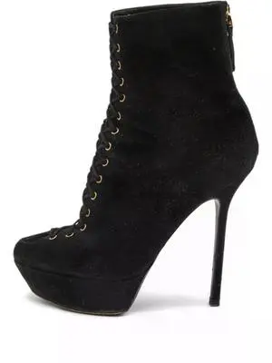 SERGIO ROSSI Suede Lace-up Stiletto Boots