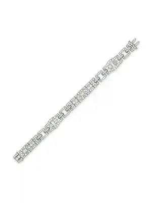 Cartier Platinum Art Deco Diamond Bracelet - Silver