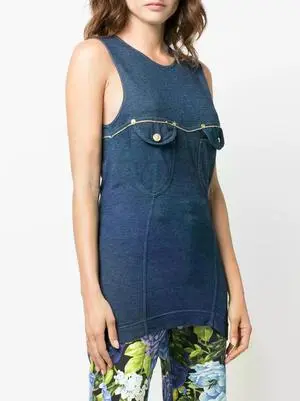 Versace 2000s Flap Pockets Sleeveless Top