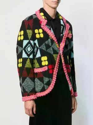Comme Des Garçons Contrast-trim Patterned Jacket