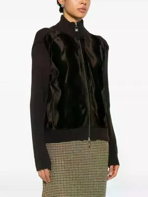 Versace 2000s Ribbed Knit Zip-up Sweater