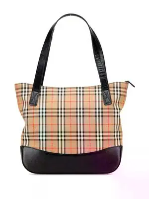 Burberry Haymarket Check Canvas Tote Bag - Brown