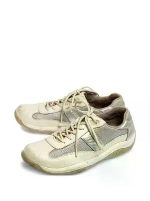 Prada Metallic Effect Lace-up Sneakers