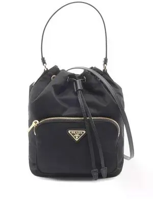 Prada Tessuto Duet Bucket Bag - Black