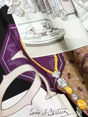 Cartier Pre-owned Postcard-print Silk Scarf
