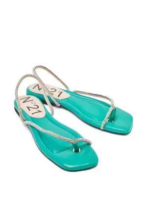 N°21 Crystal-embellished Flat Sandals