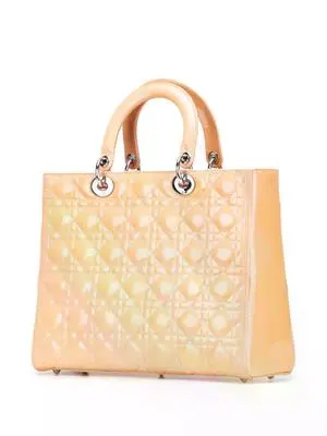 Dior 2012 Large Patent Cannage Lady Satchel - Brown