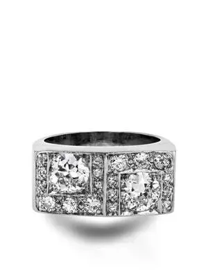 PRAGNELL 18kt White Gold Art Deco Diamond Cocktail Ring - Silver