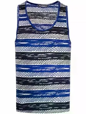 Issey Miyake 1980s Striped Tank Top - Blue