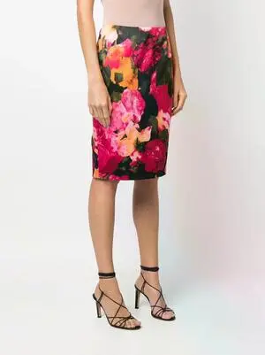 Versace Circa 2000s Rose Print Pencil Skirt