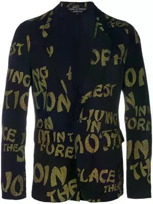 Comme Des Garçons Typographic-print Blazer - Blue