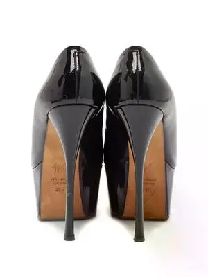 GIUSEPPE ZANOTTI Patent Sharon Peep-toe Platform Stiletto Pumps - Black