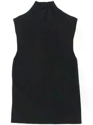 Saint Laurent 1990s Wool Knitted High Neck Sleeveless Top