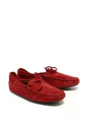 TOD'S Suede Lace-up Loafers - Red