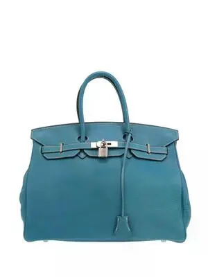 Hermès Birkin 35 Leather Tote Bag - Blue