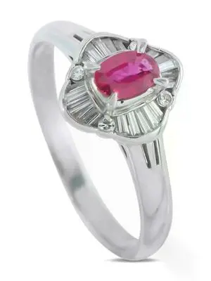 LB EXCLUSIVE Platinum Diamond And Ruby Ring - Silver