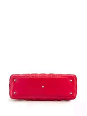 Dior 2012 Large Lambskin Cannage Lady Satchel - Red