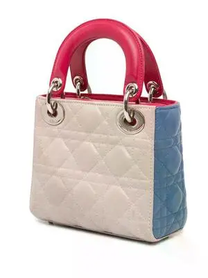 Dior 2014 Mini Tricolor Lambskin Cannage Lady Satchel - Brown
