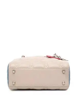 Dior 2014 Mini Tricolor Lambskin Cannage Lady Satchel - Brown