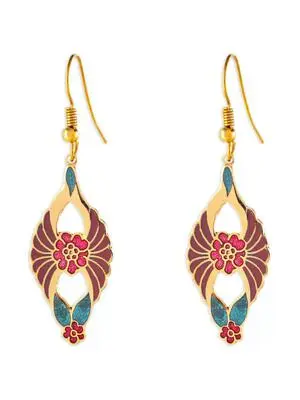 SUSAN CAPLAN 1980s Cloisonné Post Earrings - Gold