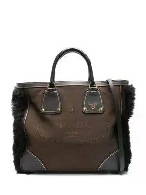 Prada 2010s Shearling-trim Tote Bag
