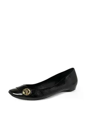 Tory Burch Patent Leather Andi Ballet Flats With Double T Logo