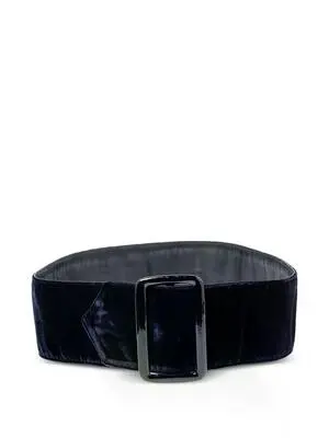 Giorgio Armani Velvet Belt With Rectangular Buckle - Blue