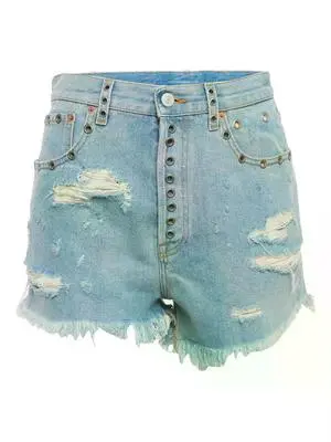 Gucci Distressed Denim Shorts With Stud Detail