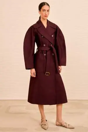Ulla Johnson Fleur Belted Trench Coat - Claret