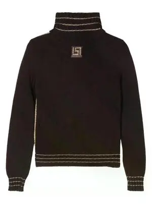 Versace 2000s Logo-patch Sweater - Brown