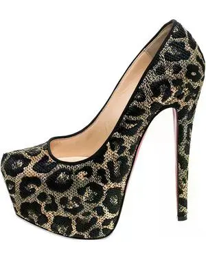 CHRISTIAN LOUBOUTIN 160mm Daffodile Leopard Print Platform Pumps - Black