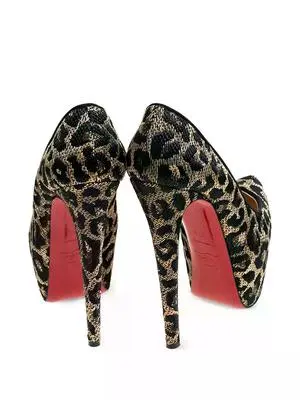 CHRISTIAN LOUBOUTIN 160mm Daffodile Leopard Print Platform Pumps - Black